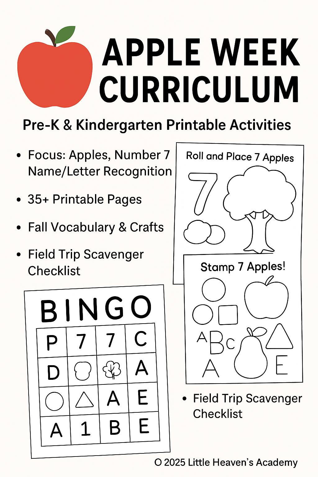 Apple Week Curriculum | Pre-K & Kindergarten Printable Activities